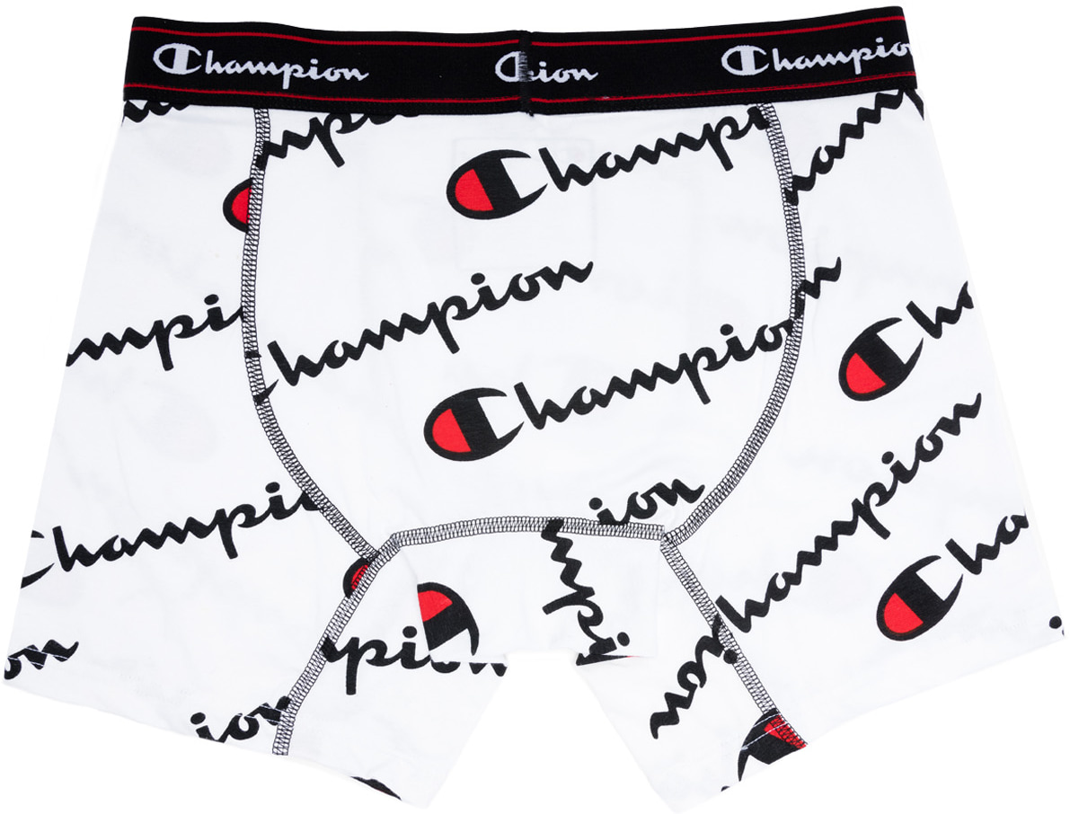 Champion: White Allover Script Boxer Briefs | influenceu Canada ...