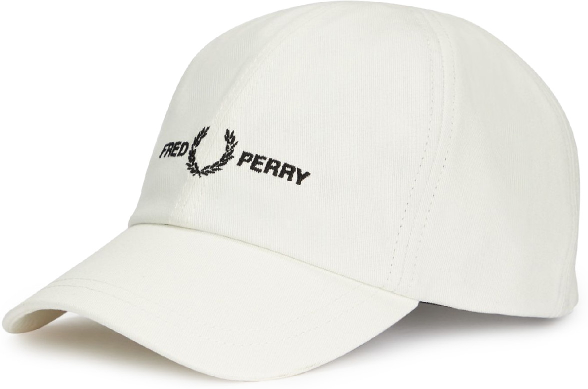 Fred Perry: White Graphic Branding Twill Cap | influenceu United States ...